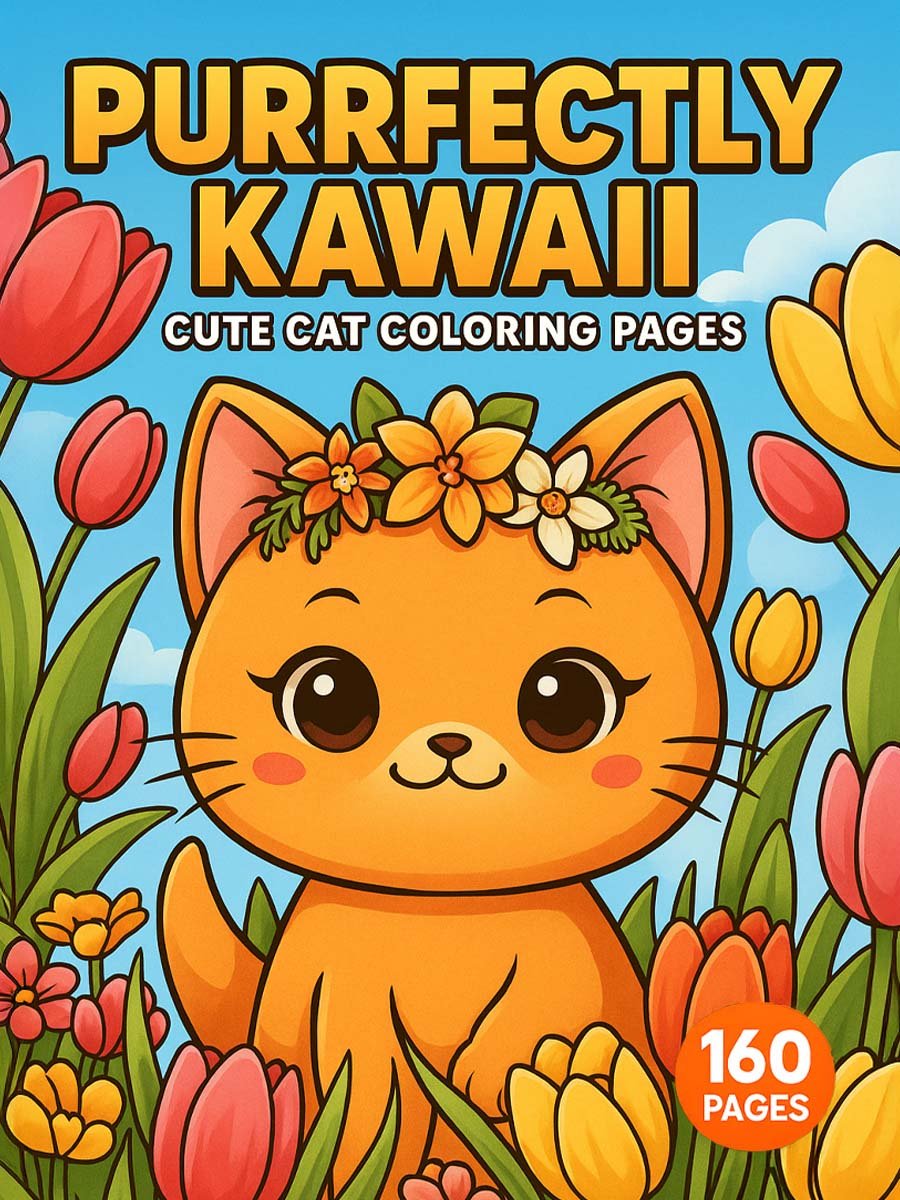 Purrfectly Kawaii – 160 Cute Cat Coloring Pages - Smart Kid Printables